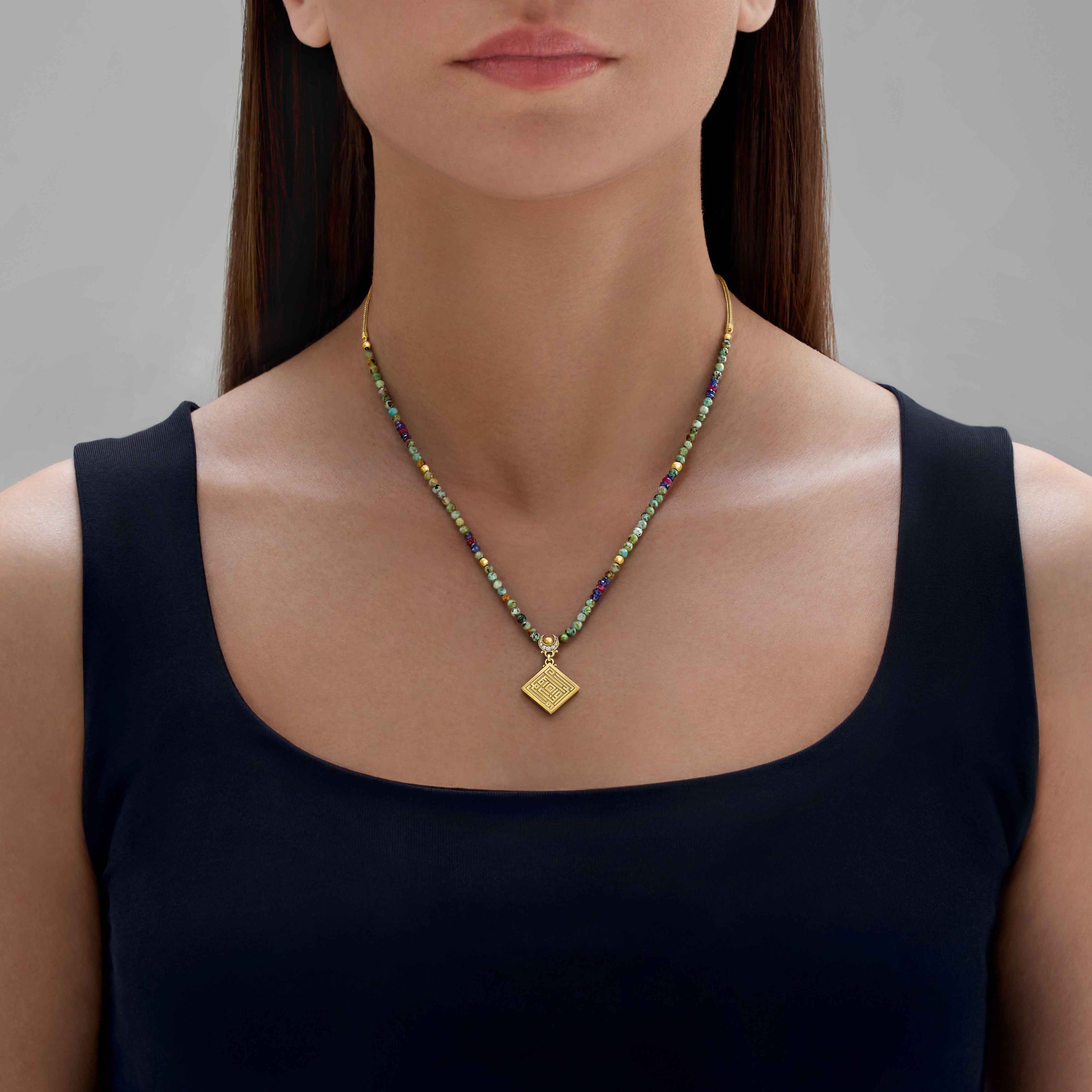 Kufi Calligraphy Necklace by Azza Fahmy - Gold - Designer Necklaces ...