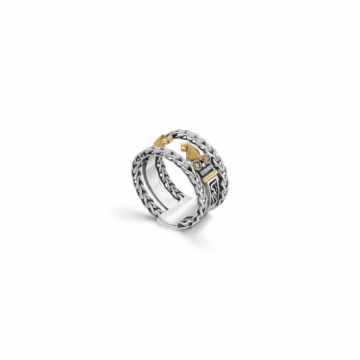 Roman Chain Ring by Azza Fahmy - Gold|Sterling Silver - Designer Rings ...